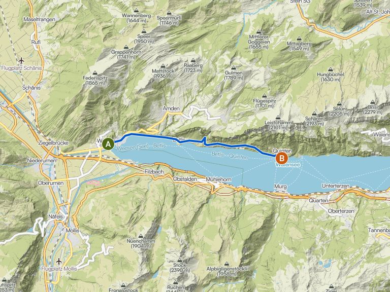 Riviera Walensee Weesen - Quinten | Wanderung | Komoot